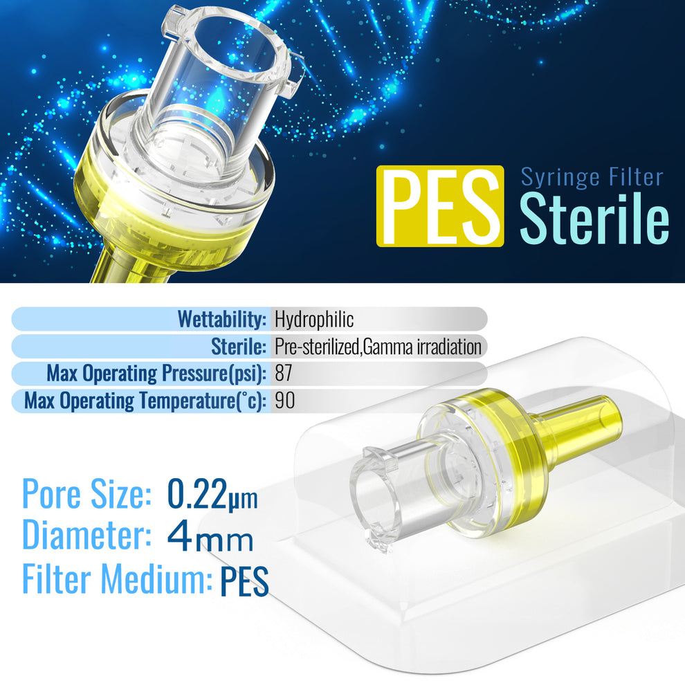 Sterile hydrophilic Syringe Filters,PES Membrane 0.22μm Pore Size,4mm ...